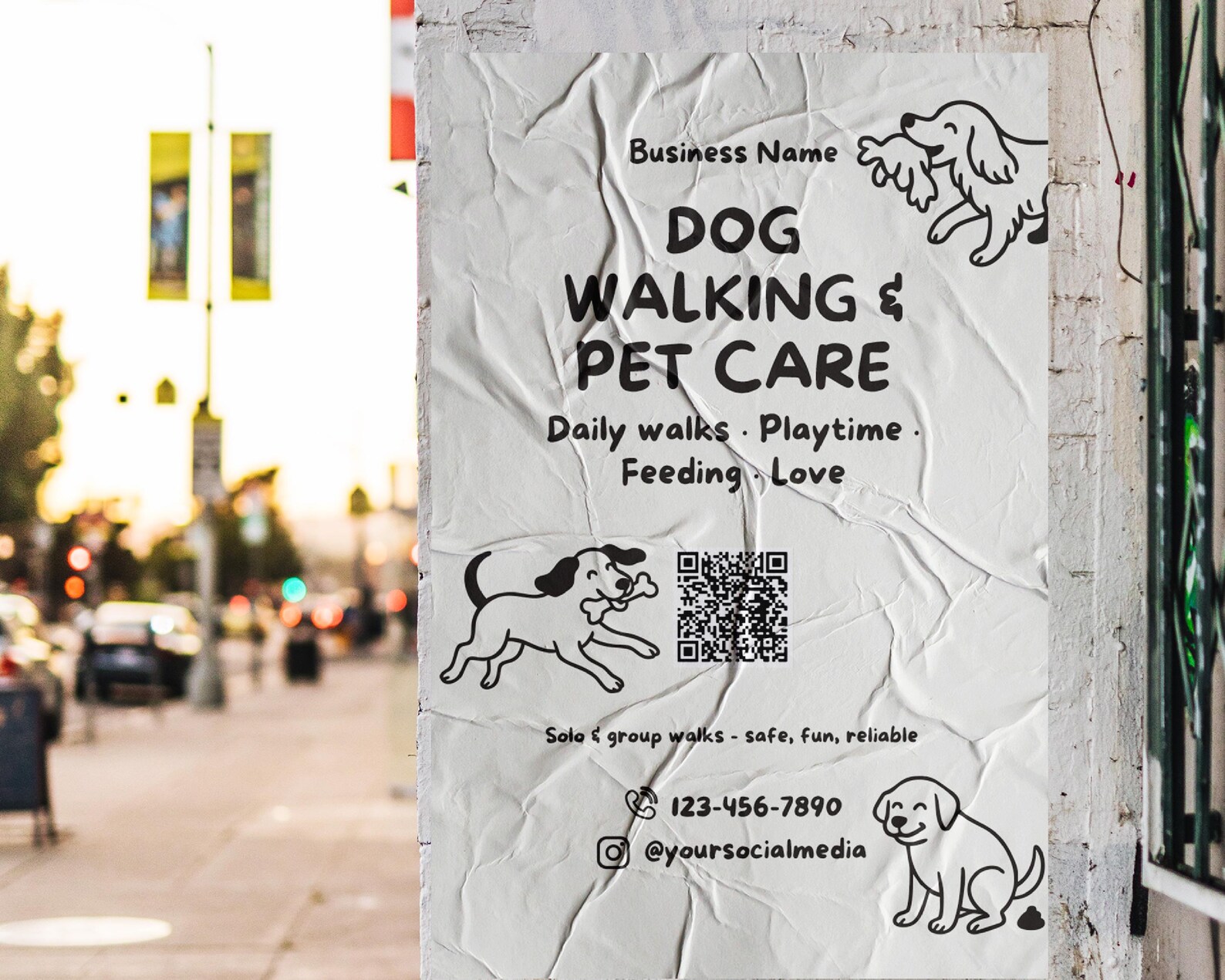 Editable Dog Walking Flyer: Pet Sitter Poster Canva Template (digital ...