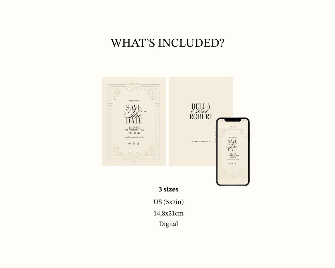 Elegant Save the Date Template – Canva Editable Wedding Invitation ...
