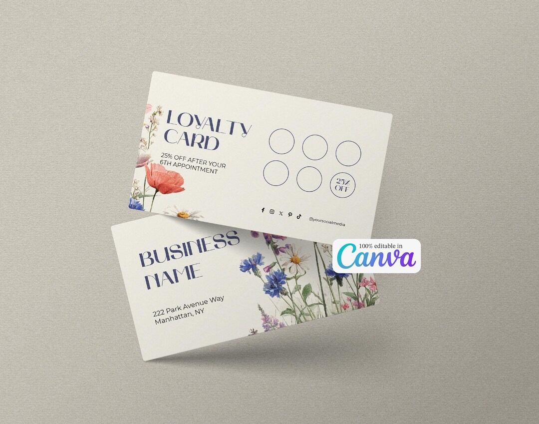Loyalty Card Template – Editable in Canva – Punch Card for Small ...