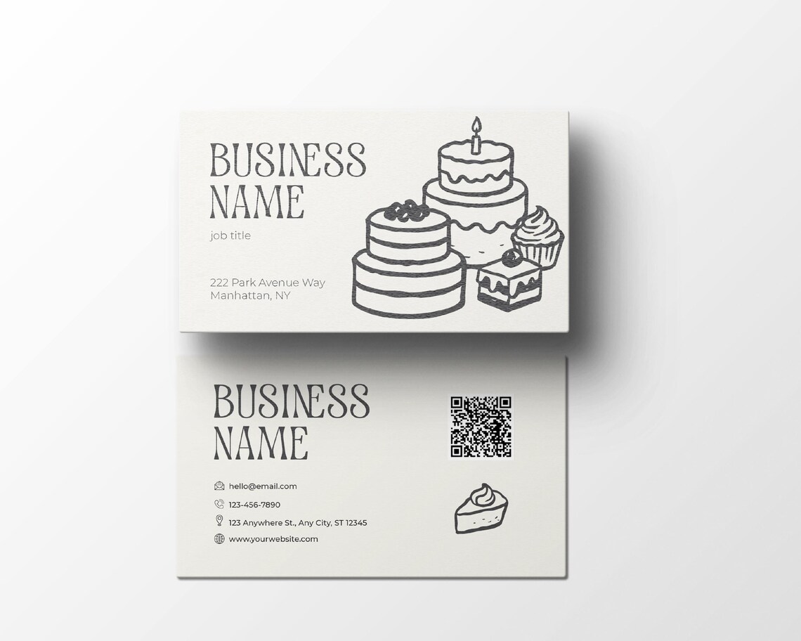 Bakery Business Card Template: Cake Shop Branding (canva Editable ...