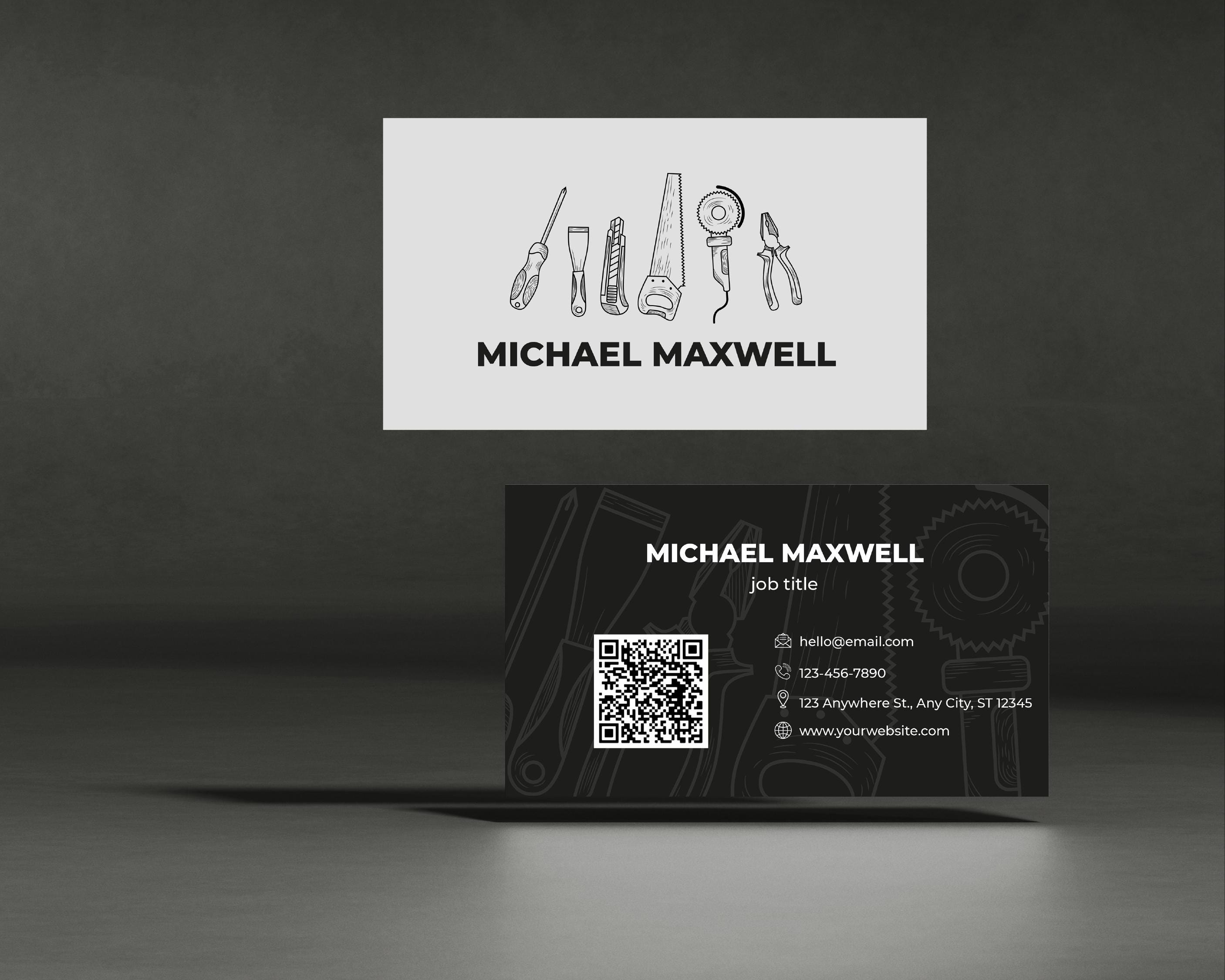 Handyman Business Card Template: QR Code, Double Sided (canva) - Etsy