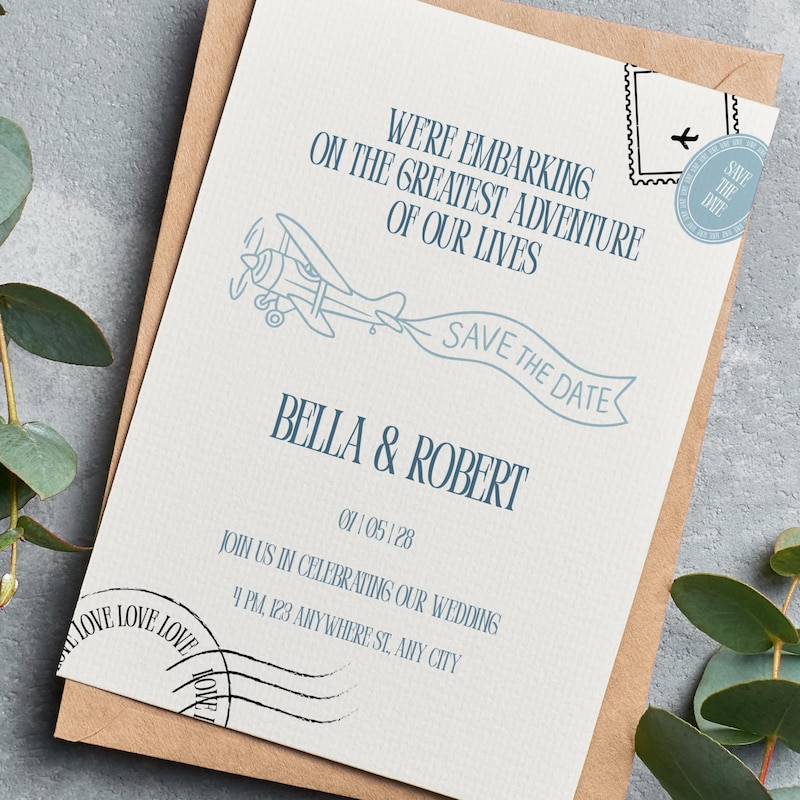 Save the Date Paper Airplane - Etsy