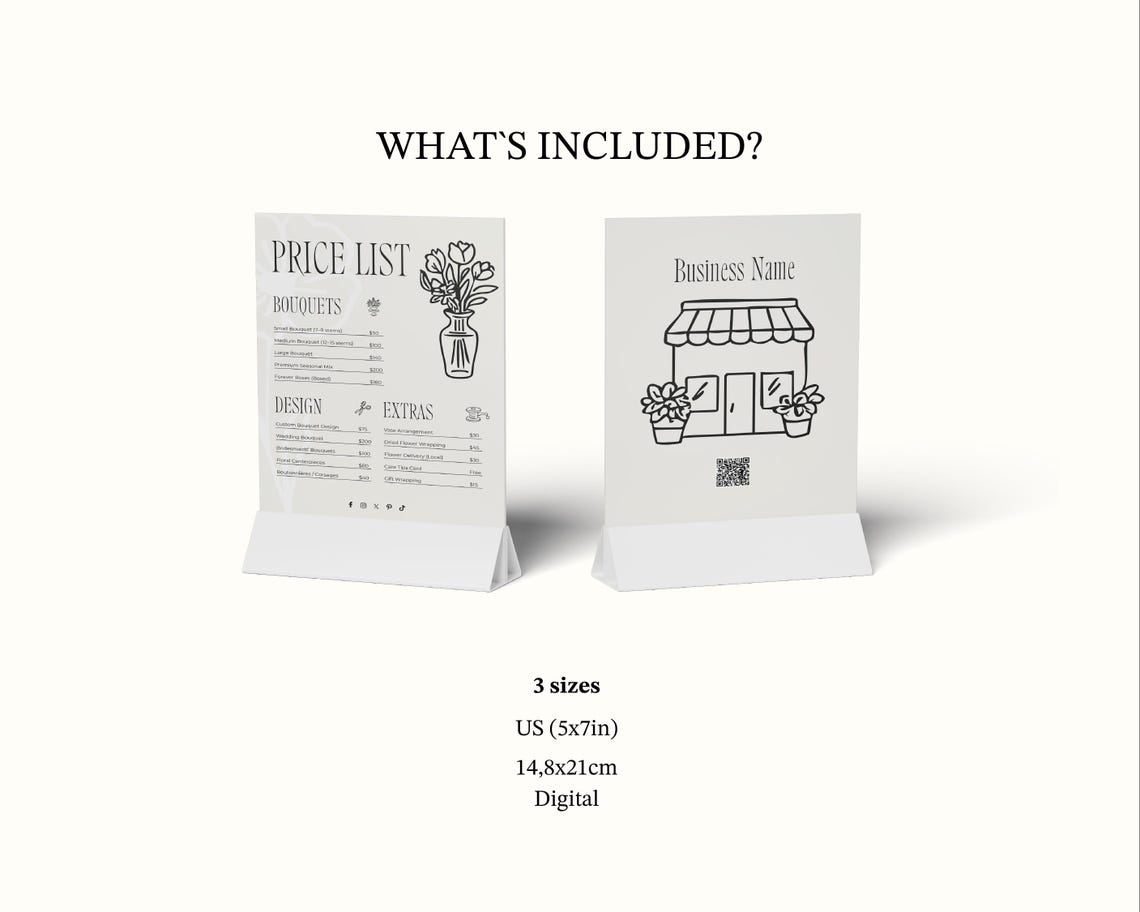 Editable Florist Price List Template: Minimalist Flower Shop Menu ...