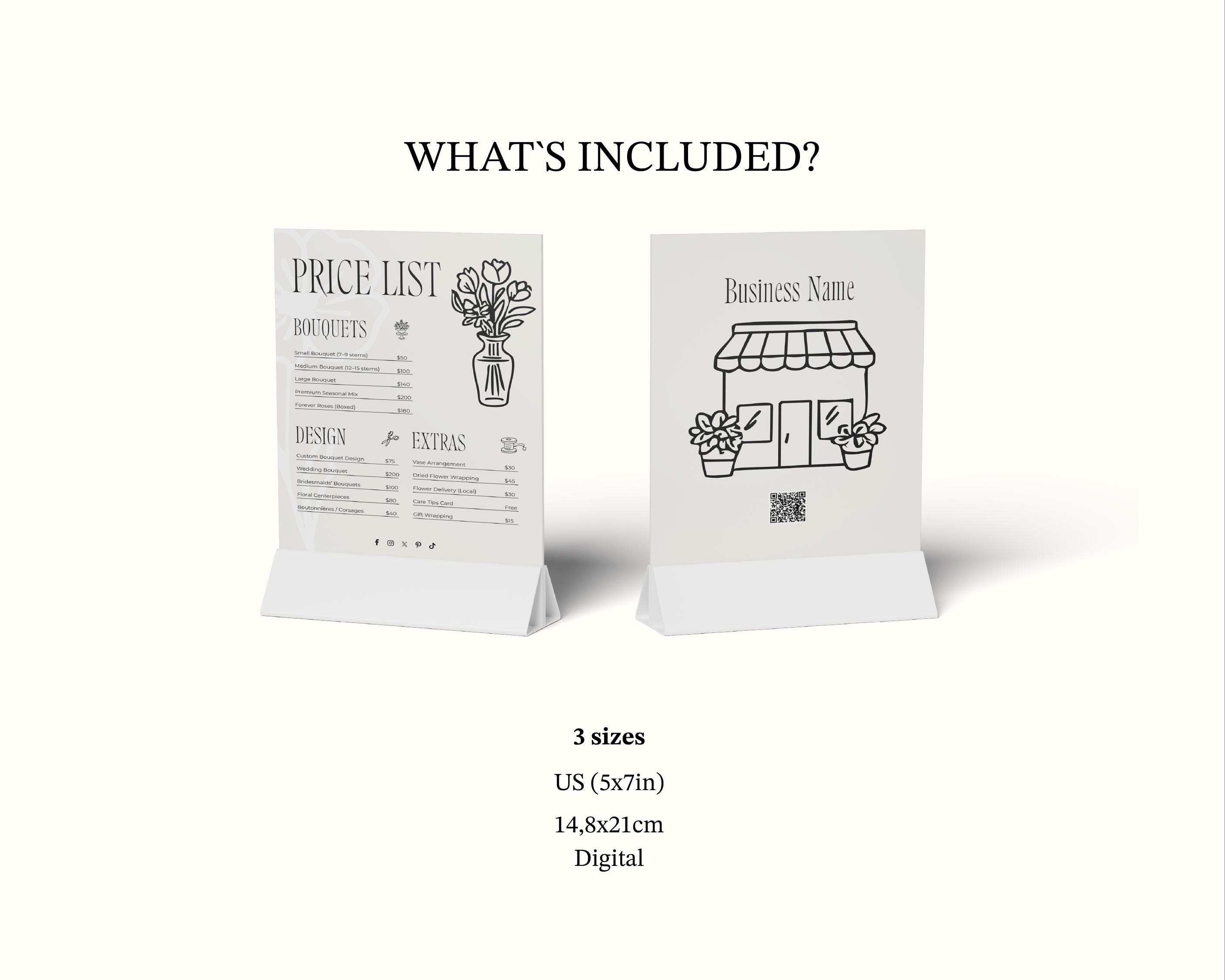 Editable Florist Price List Template: Minimalist Flower Shop Menu ...