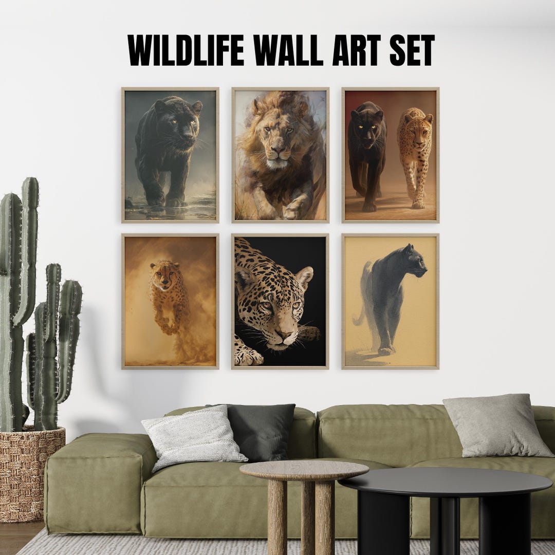 Big Cat Prints Set: Lion, Leopard, Cheetah, Panther (digital Download ...