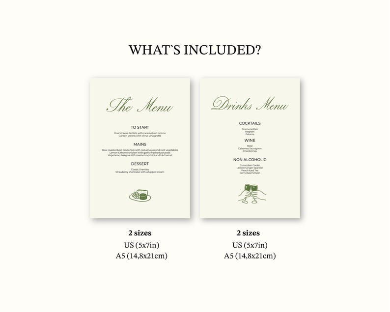Wedding Menu Template Set | Editable Food & Drinks Menu | Canva ...