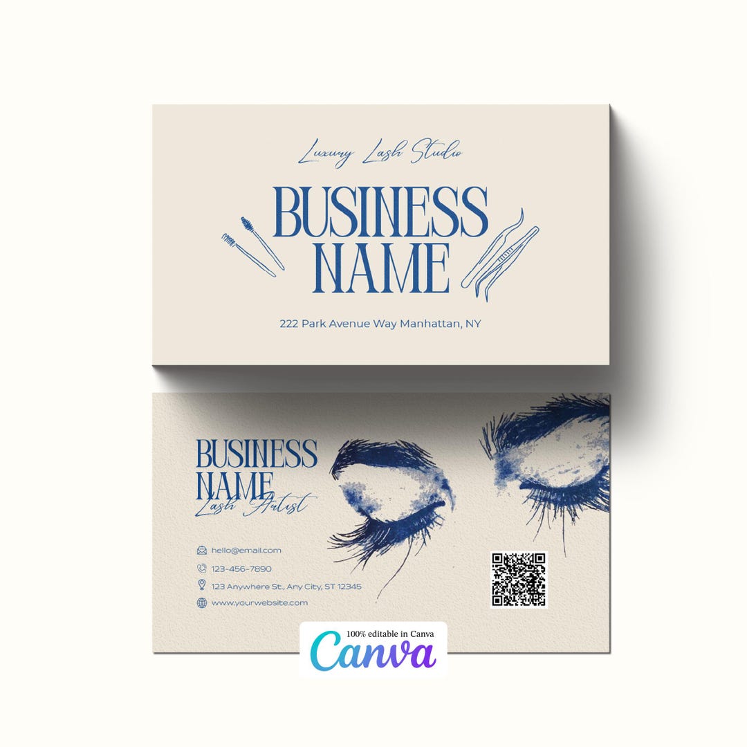 Luxury Lash Artist Business Card Template | Editable Lash Studio Card ...