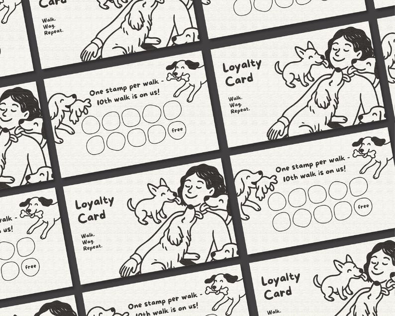 Dog Walker Loyalty Card Template: Pet Care Reward (canva, Digital ...