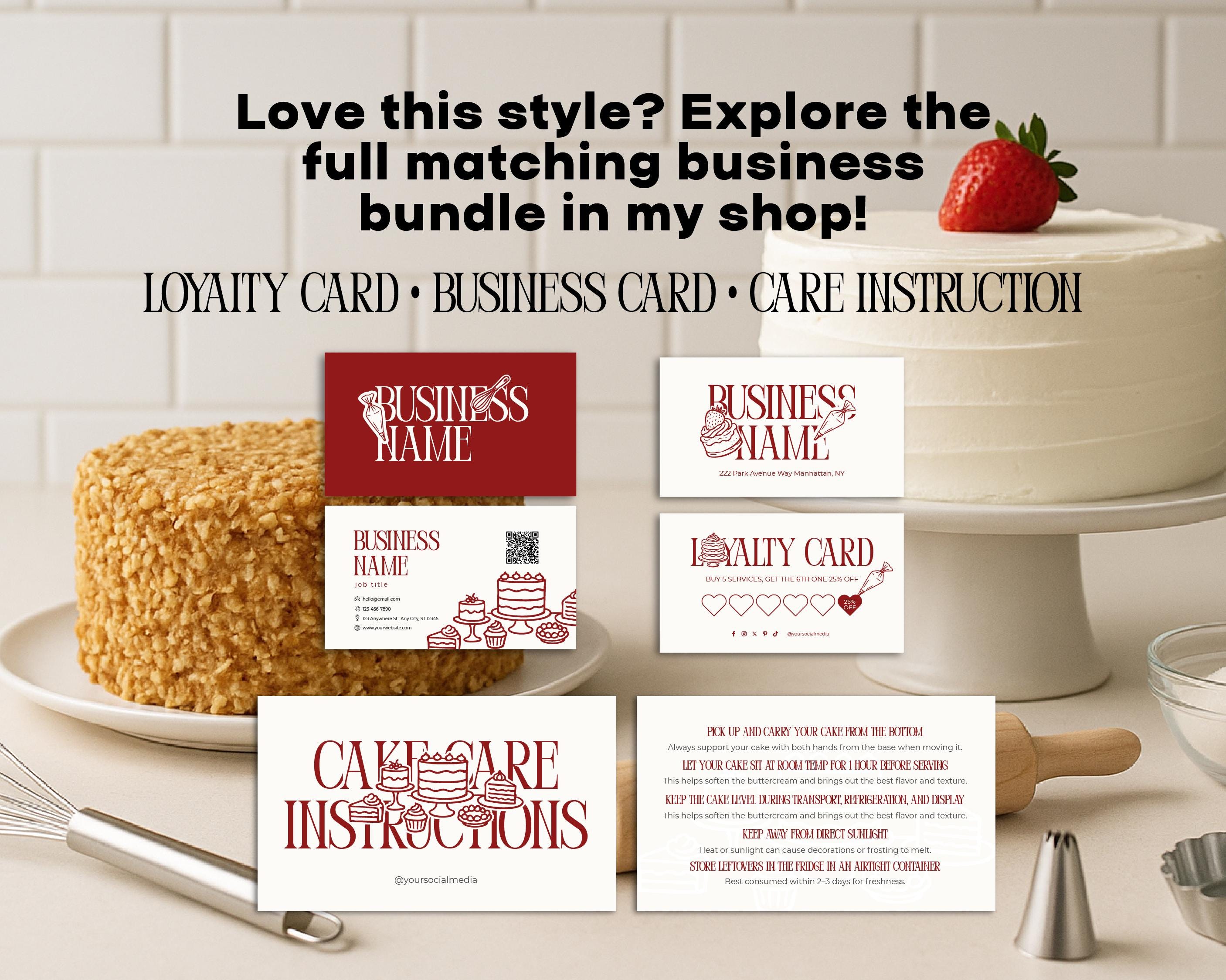 Editable Cake Care Card Template: Bakery Instructions (canva Template ...