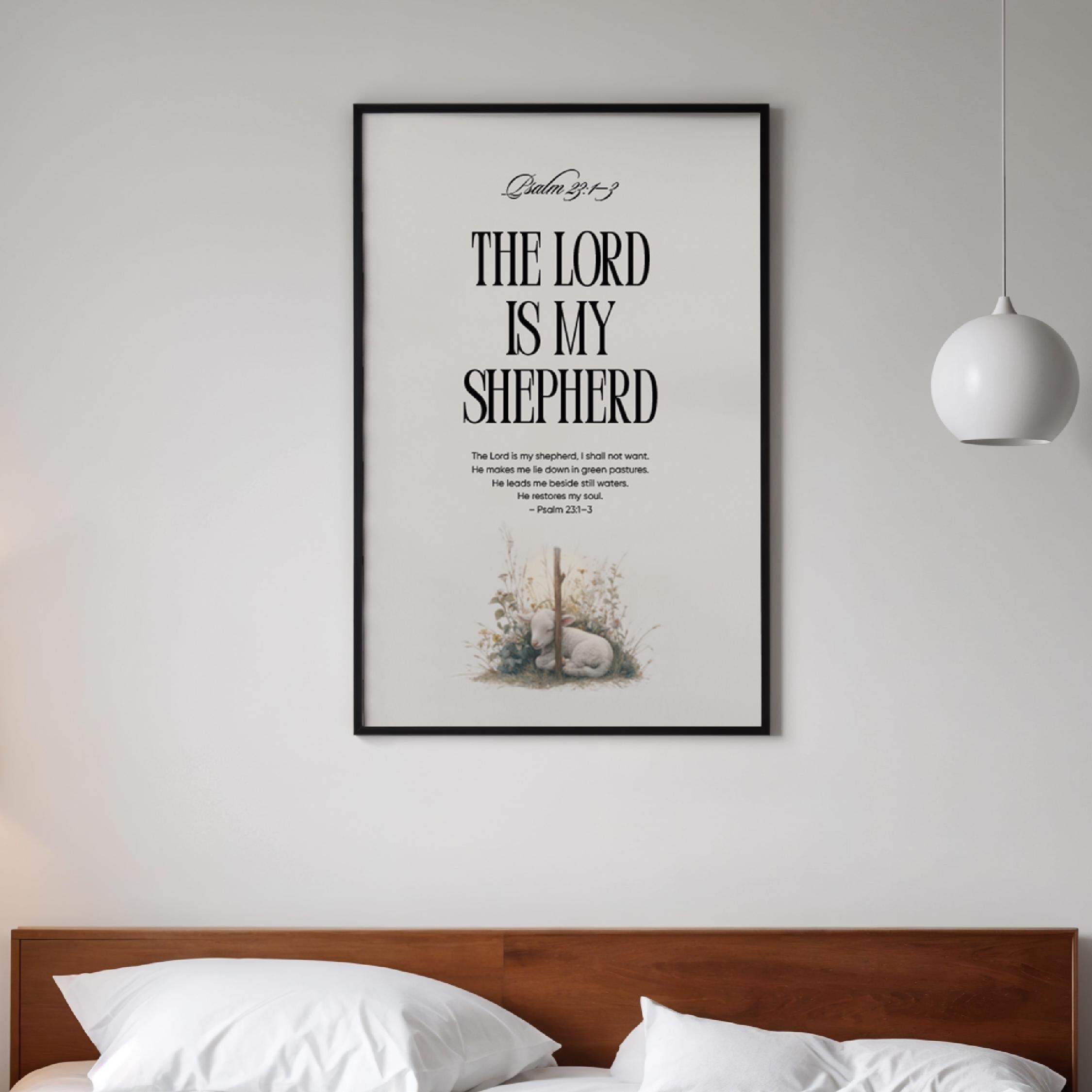 The Lord is My Shepherd – Printable Bible Verse Wall Art, Psalm 23:1-3 ...
