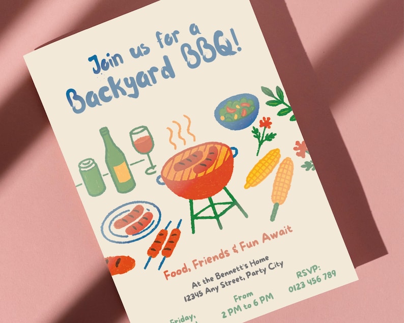 Backyard BBQ Invitation Template: Editable Grill Party Design (digital ...