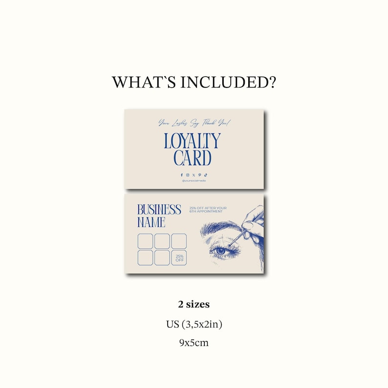 Lash Artist Loyalty Card Template: Elegant Minimalist Design (canva ...