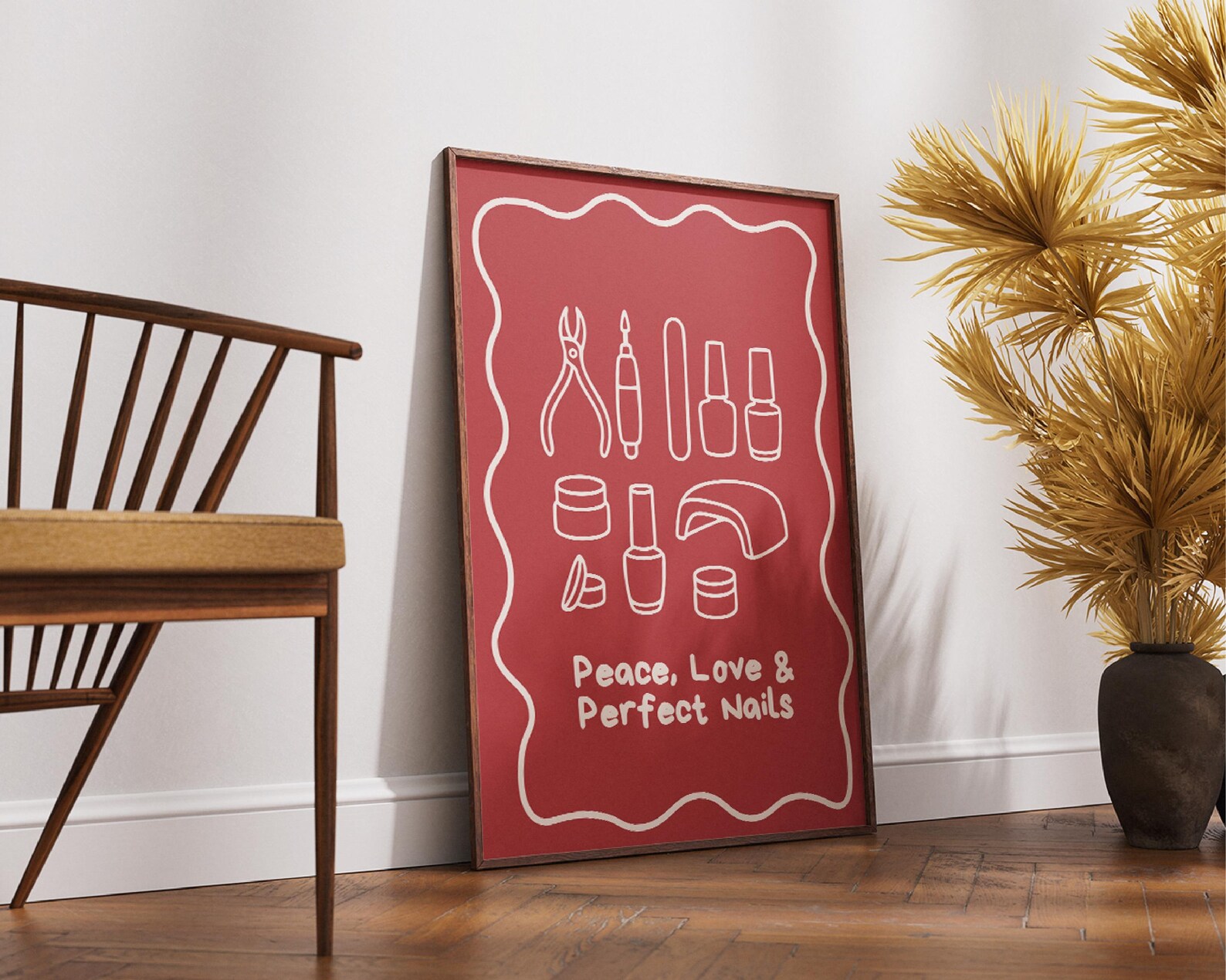 Red Nail Salon Poster Set: Modern Beauty Studio Decor (digital Download ...