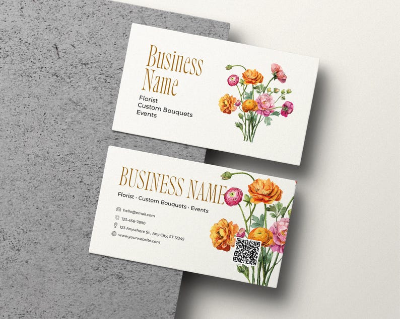 Floral Business Card Template | Editable Canva Design for Florists ...