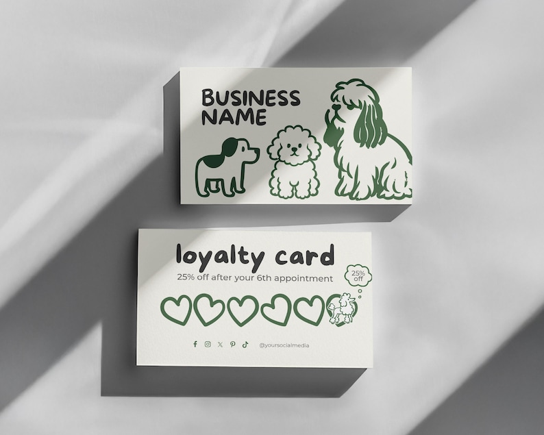 Editable Grooming Loyalty Card | Pet Groomer Rewards Card Canva ...