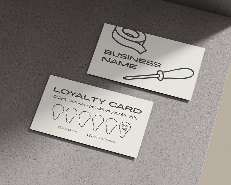 Electrician Loyalty Card Template: Editable Canva Design (printable ...