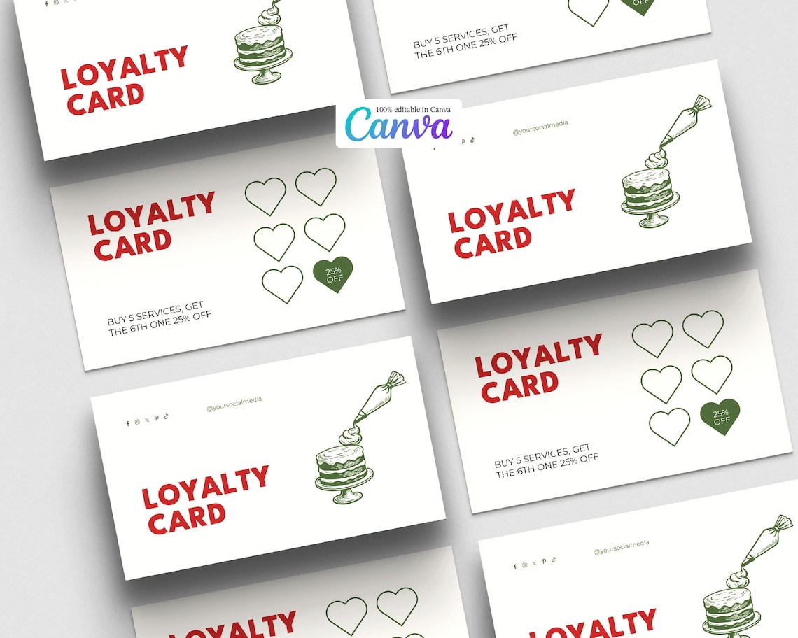 Bakery Loyalty Card Template: Editable Customer Reward Program ...