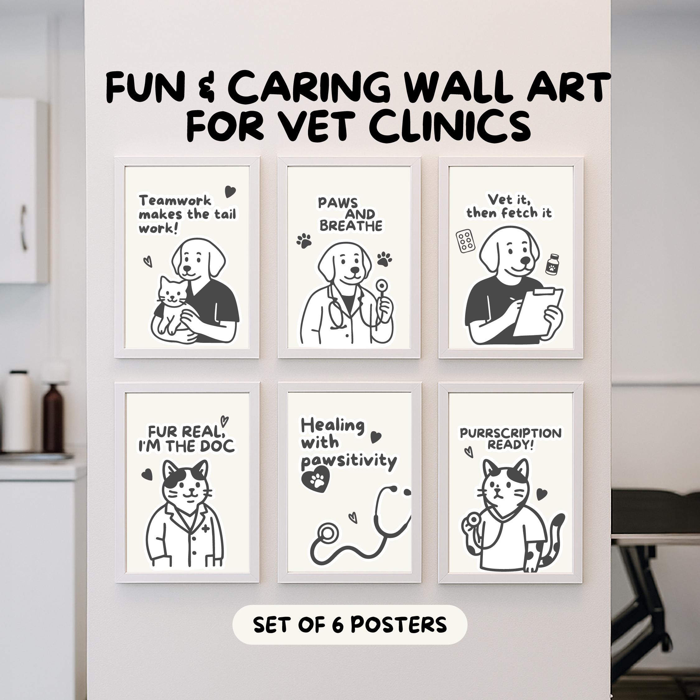 Fun Vet Clinic Wall Art - Set of 6 Printable Posters With Cute Dogs ...