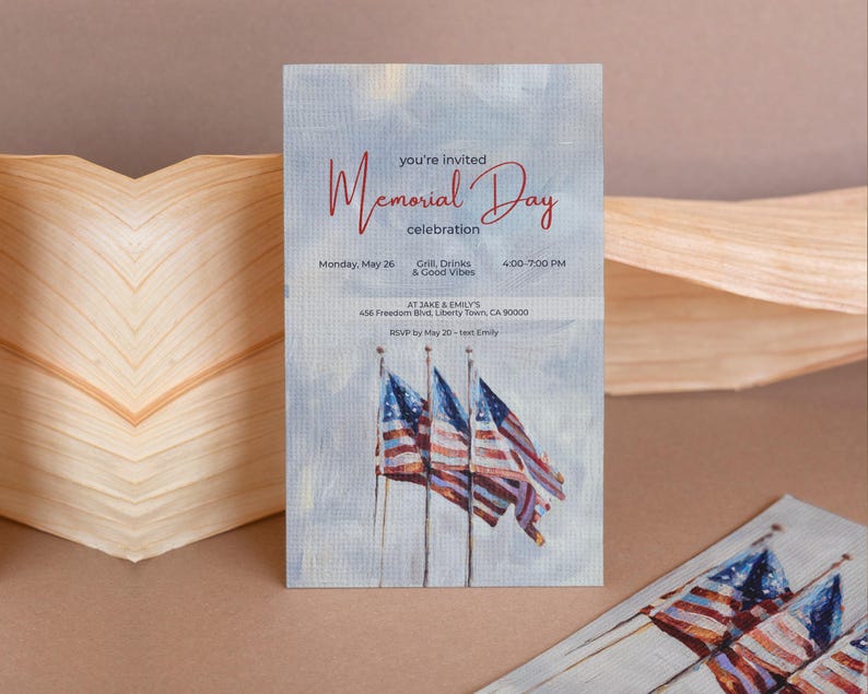 Memorial Day Invitation Template: Patriotic BBQ, American Flag (canva ...