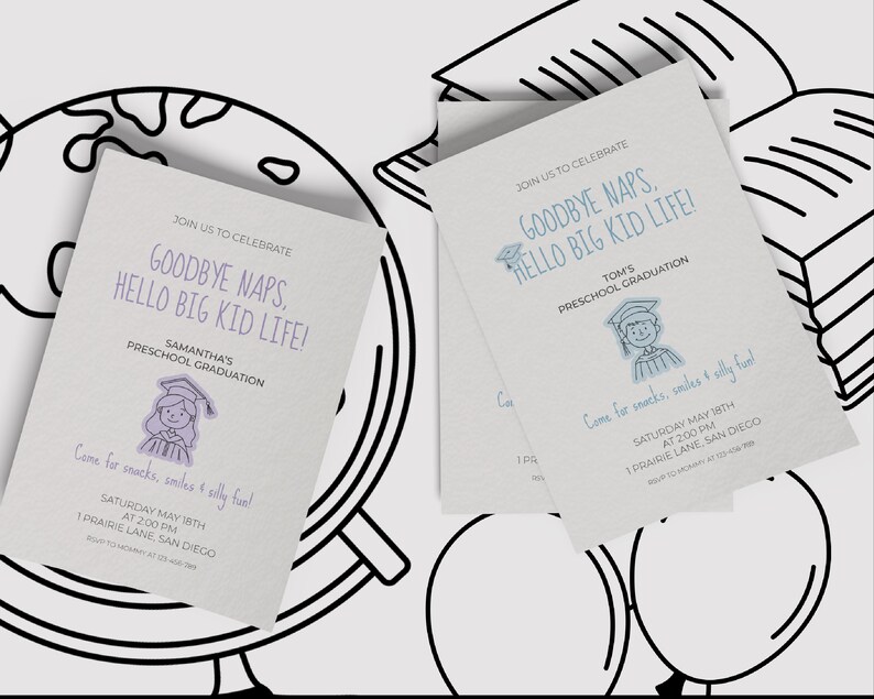 Editable Preschool Graduation Invitation: Goodbye Naps, Hello Big Kid ...