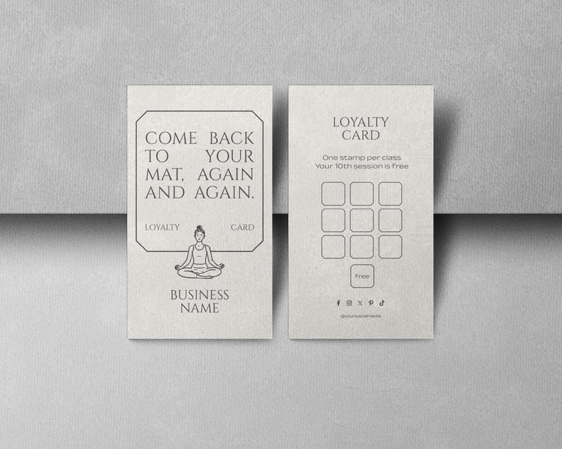Yoga Loyalty Card Template Canva: Printable Wellness Studio Reward Card ...