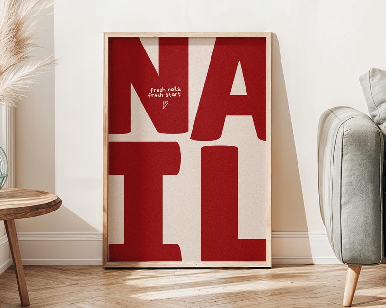 Red Nail Salon Poster Set: Modern Beauty Studio Decor (digital Download ...