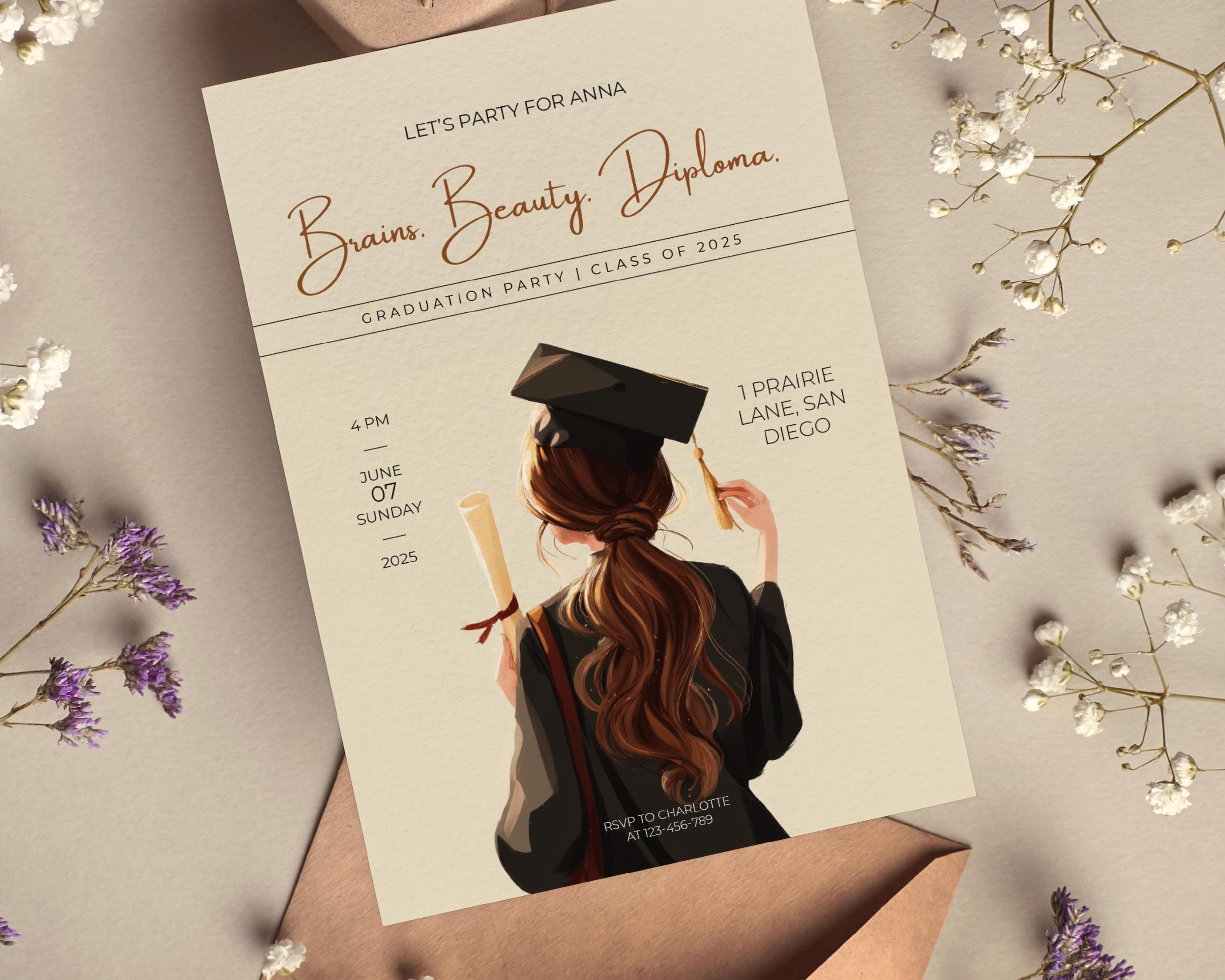 Graduation Party Invitation Template | Editable Canva Invite for Class ...