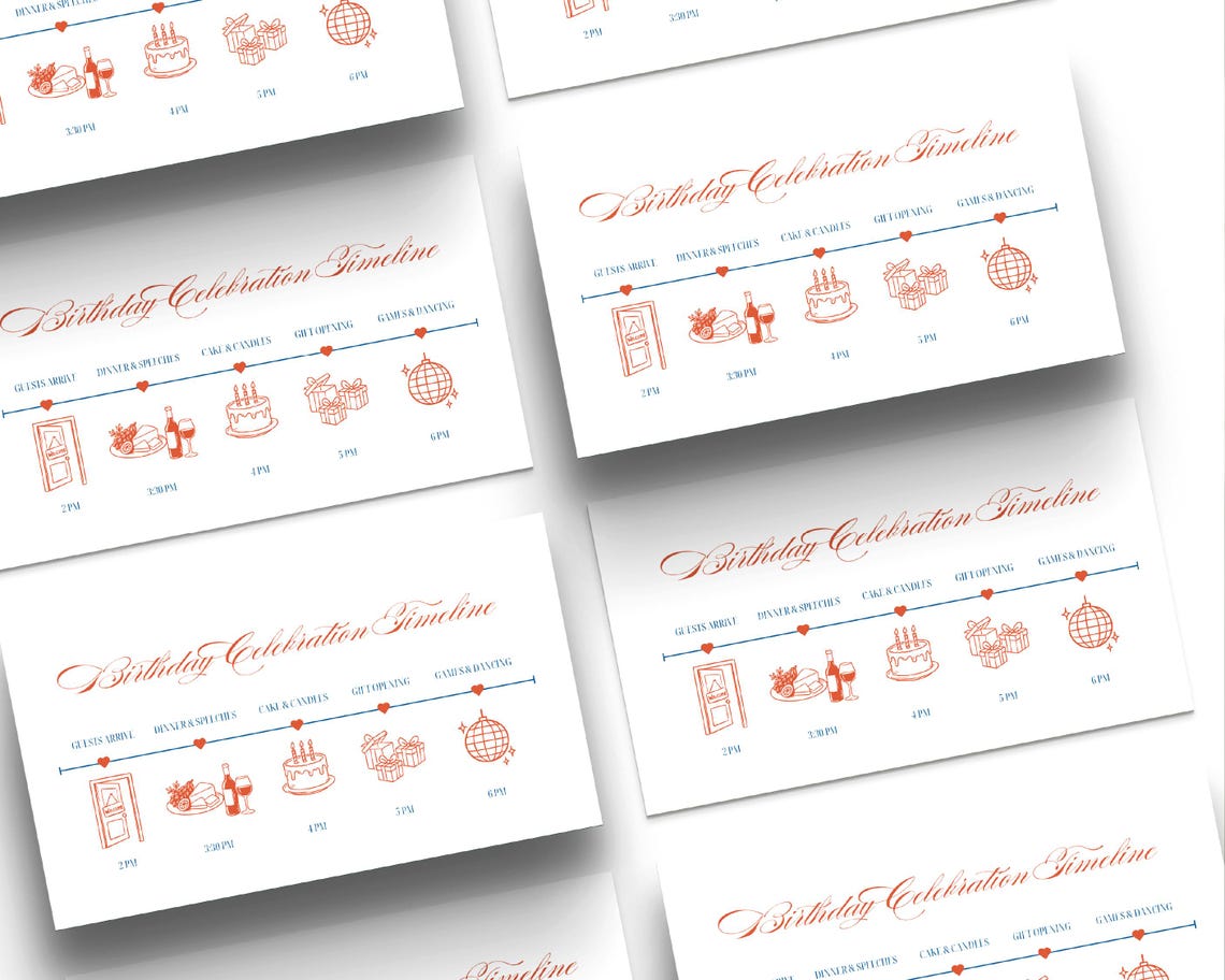 Editable Birthday Party Timeline Template: Printable Celebration ...