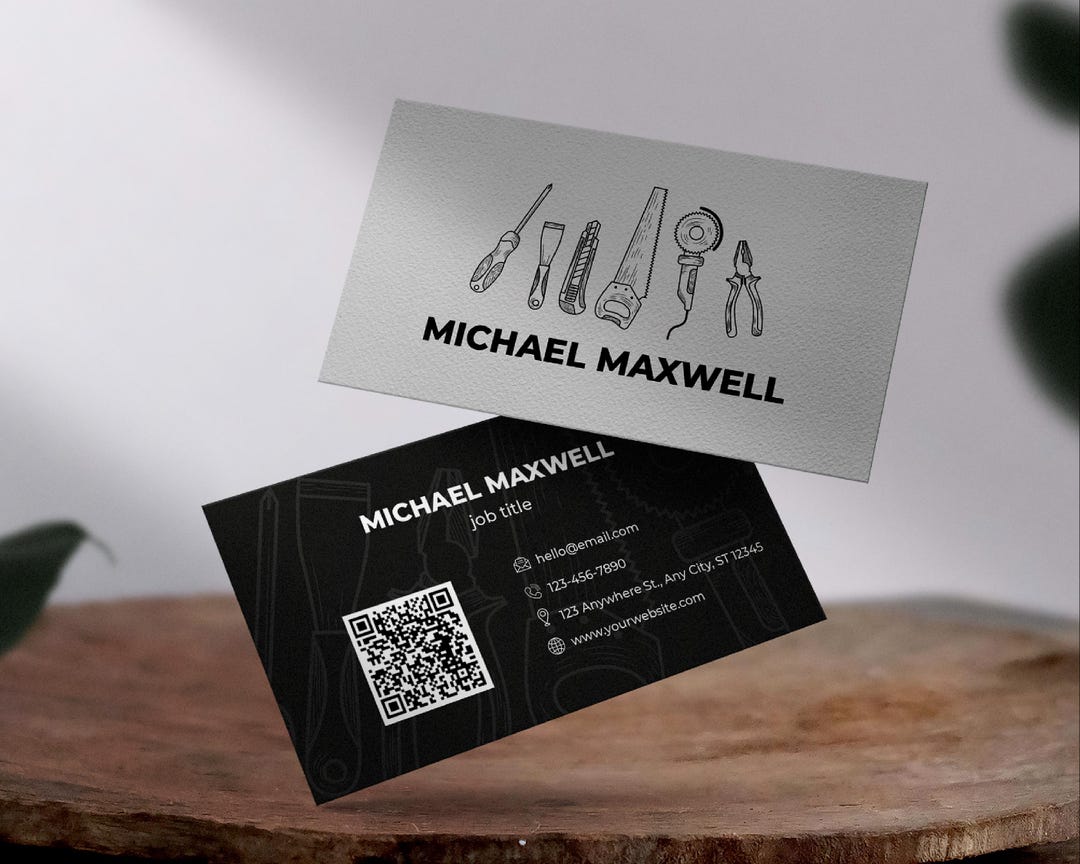 Handyman Business Card Template: QR Code, Double Sided (canva) - Etsy