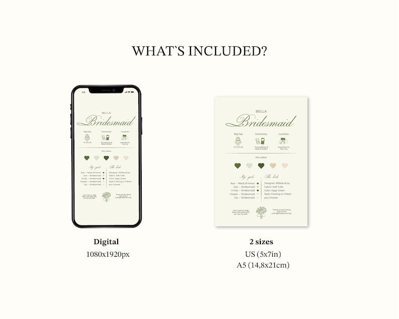Editable Bridesmaid Info Card Template: Canva Bridal Party Guide ...