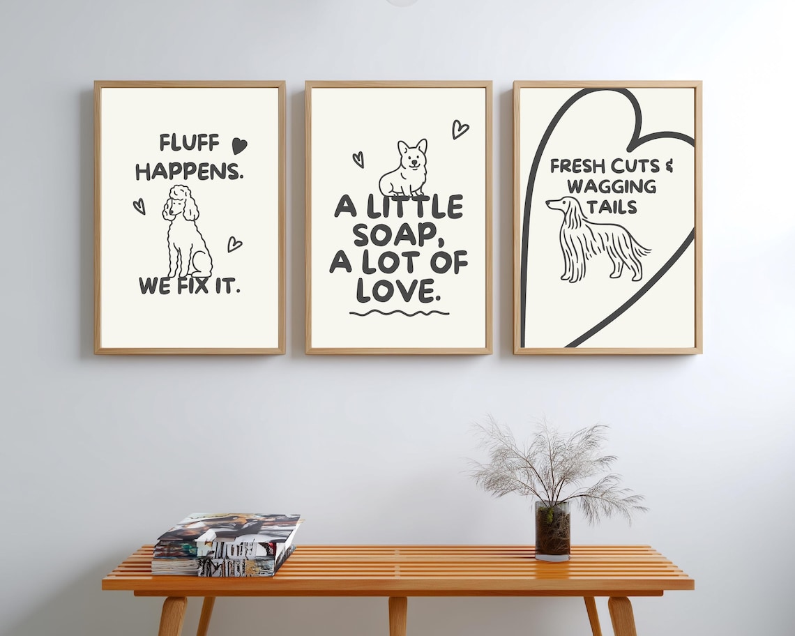 Funny Grooming Salon Wall Art Set of 6 – Dog Groomer Printable Decor ...