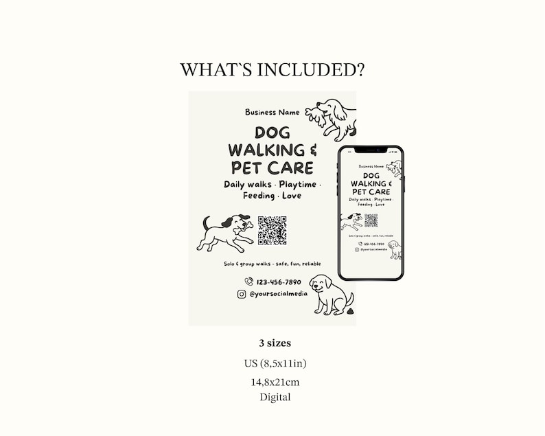 Editable Dog Walking Flyer: Pet Sitter Poster Canva Template (digital ...