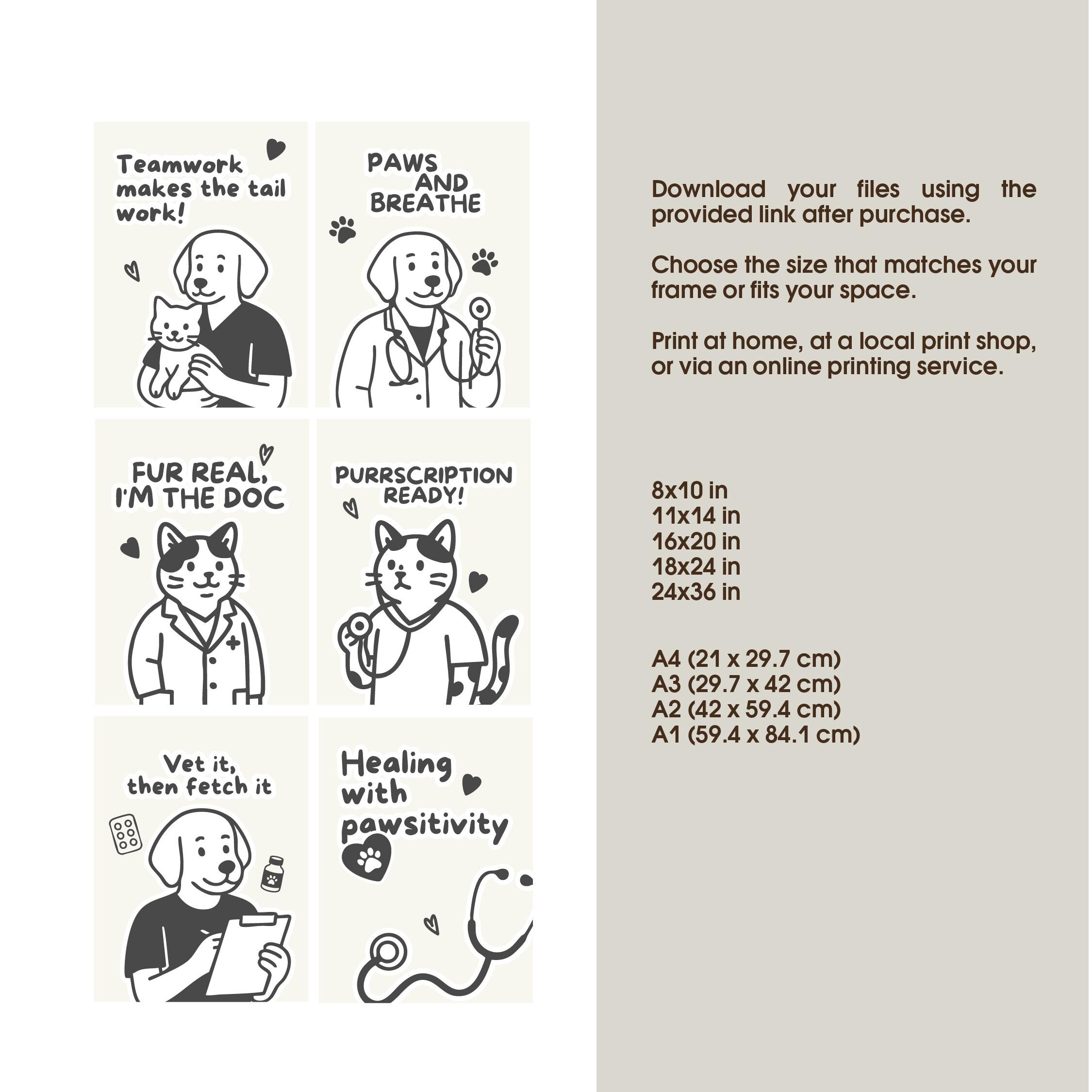 Fun Vet Clinic Wall Art - Set of 6 Printable Posters With Cute Dogs ...