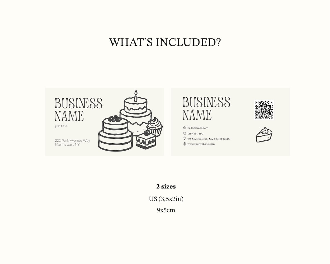 Bakery Business Card Template: Cake Shop Branding (canva Editable ...