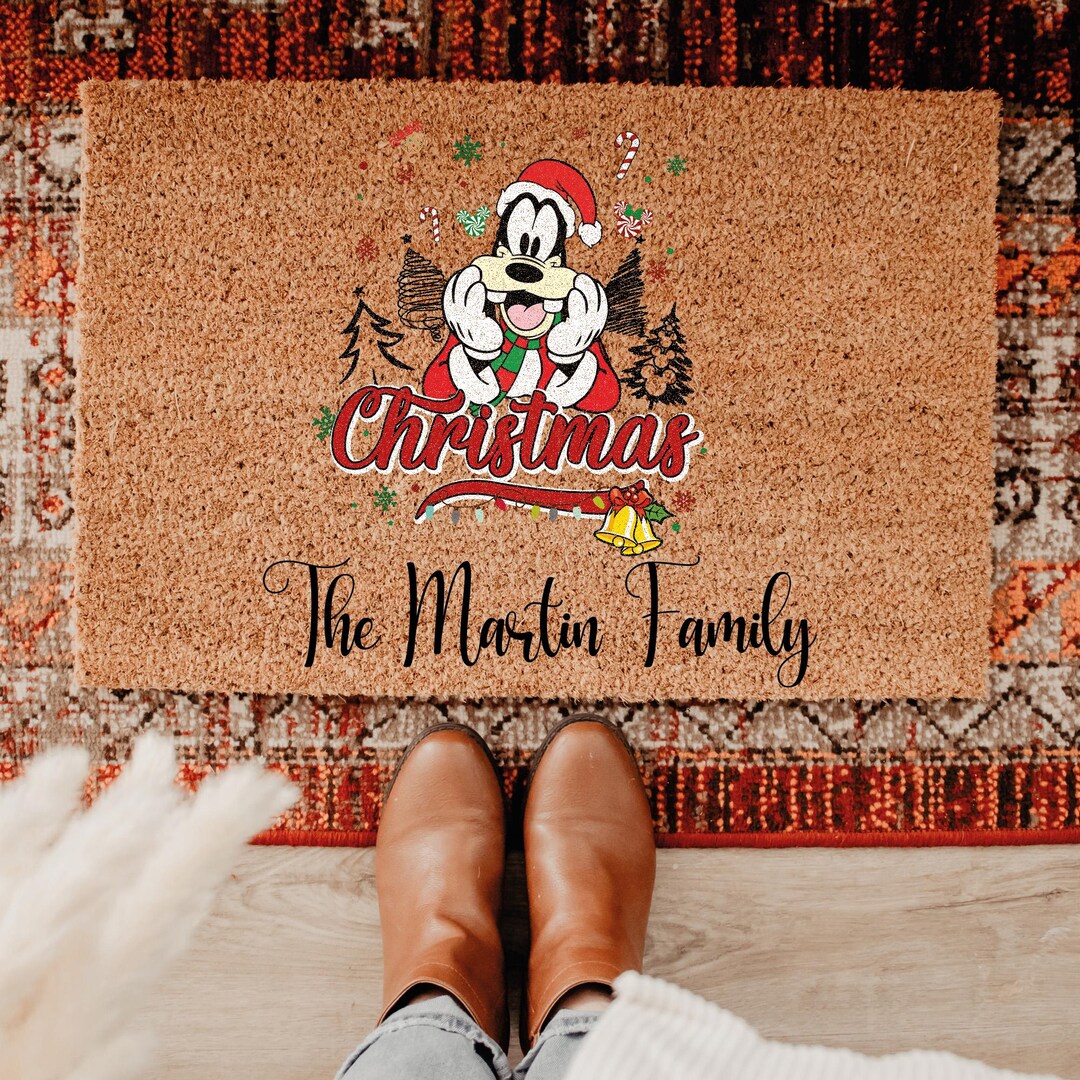 Goofy Christmas Doormat, Disney Holiday Welcome Mat, Personalized ...