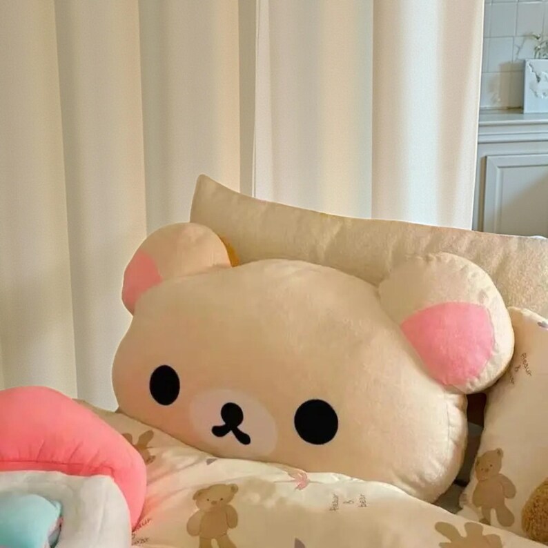 Cartoon Bear Plush Toy Cushion Room Decor – Soft Rilakkuma Hand Warmer ...