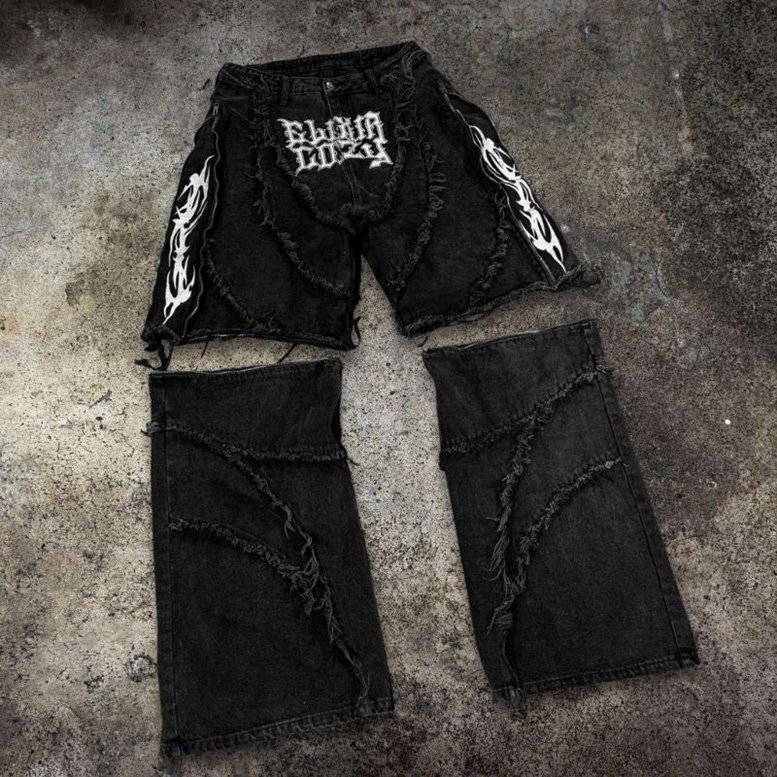 Y2K Patchwork Embroidered Jeans: Men's Retro Punk Baggy Denim - Etsy