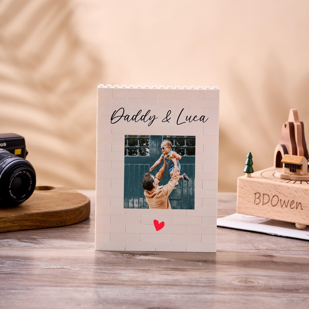 Personalized Daddy & Me Blocks Brick Photo Block,gift for Dad, White ...