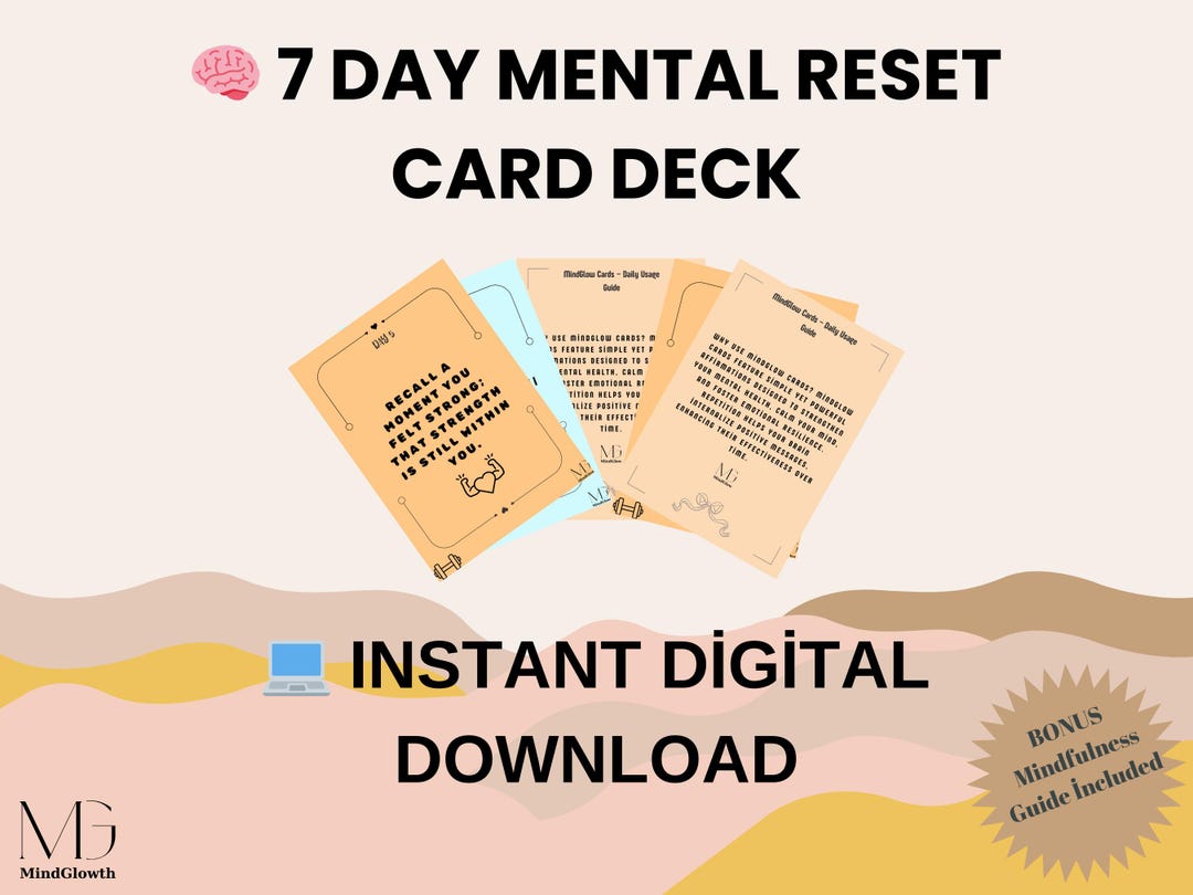7 Day Digital Mental Reset Card Deck With Mindfulness Beginner’s Guide ...