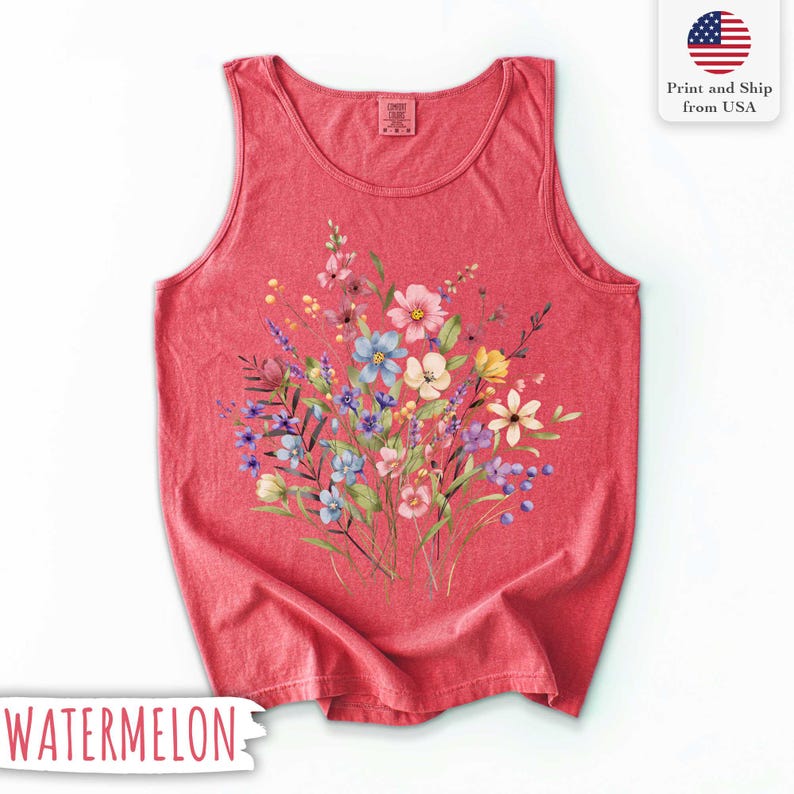 Pressed Flowers Tank Top,comfort Colors Tank, Boho Flower Cottagecore ...