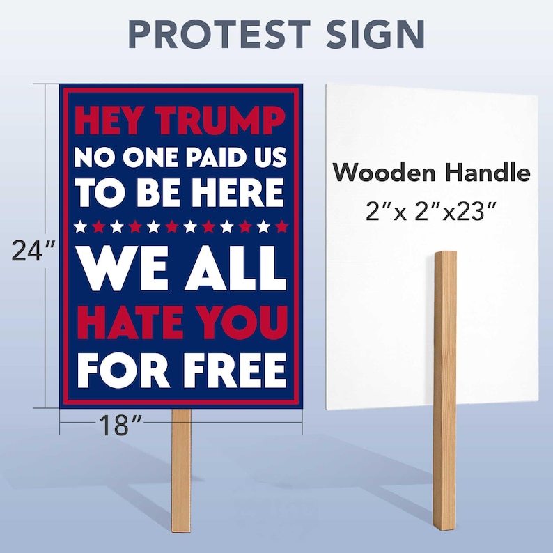 Hate You for Free Protest Sign for March, Anti Trump Yard Sign ...