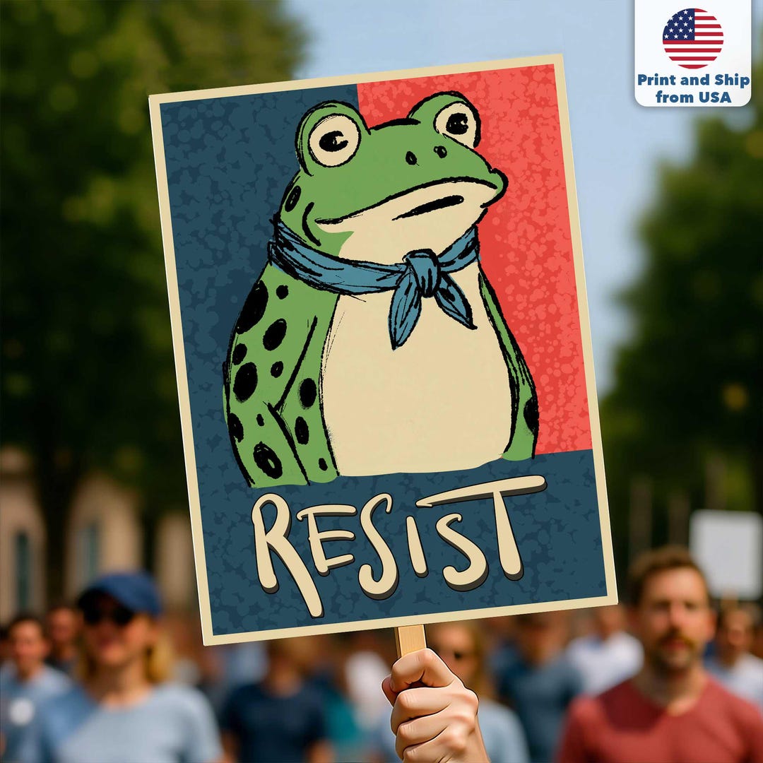 Portland Frog Anti-ice Poster, Anti-trump Protest Sign, Resist Fascism ...
