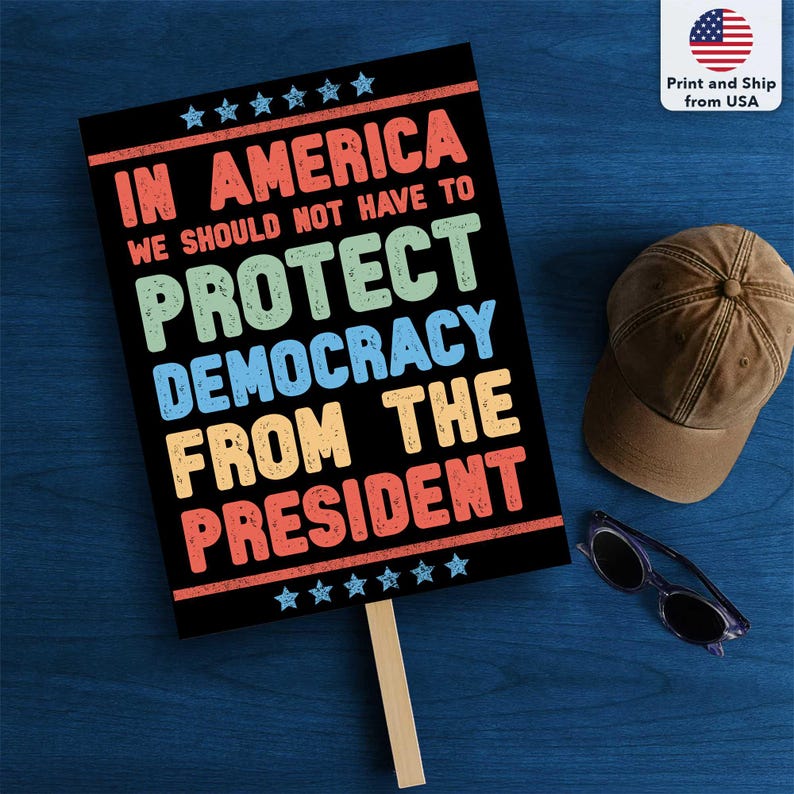 Protect Democracy Protest Sign ,political Activist Poster, Democrat ...