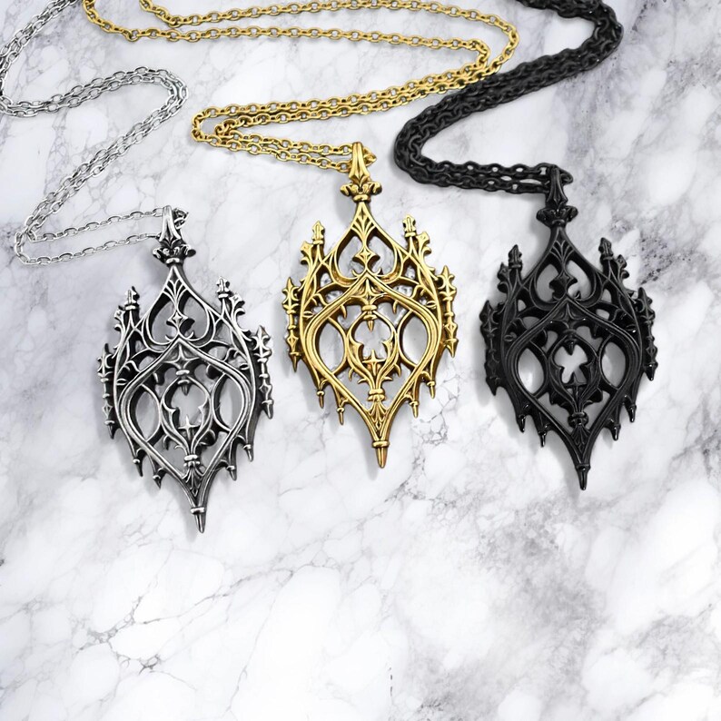 Gothic Chandelier Necklace, Stainless Steel Pendant - Etsy
