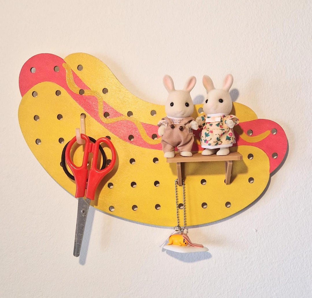 Hotdog Pegboard - Funny Trinket Display, Handmade, Food Lover, Home ...