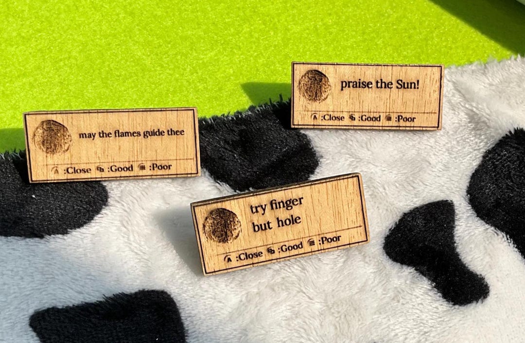 Handmade Wooden Dark Souls Pin, Try Finger but Hole, Funny Soulsborne ...