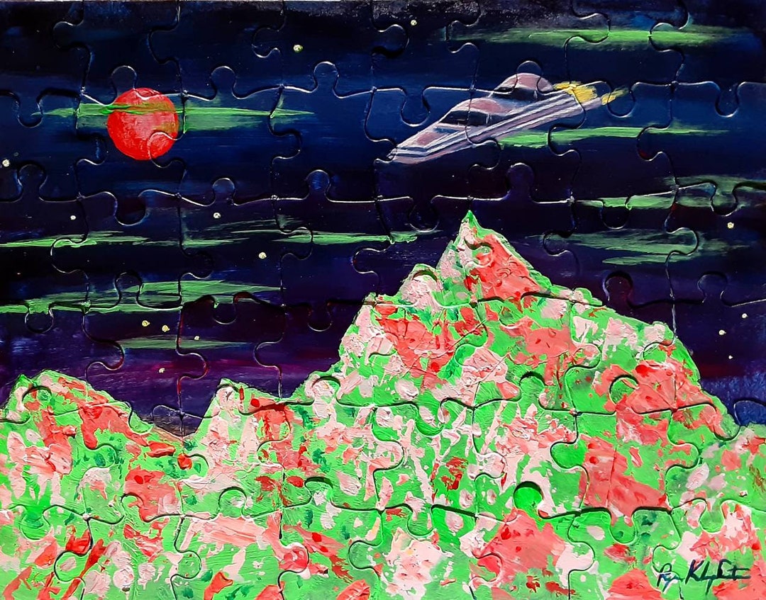 Retro Sci-fi Painted Jigsaw Puzzle by Artist Ryan S Klopfenstein Hand ...
