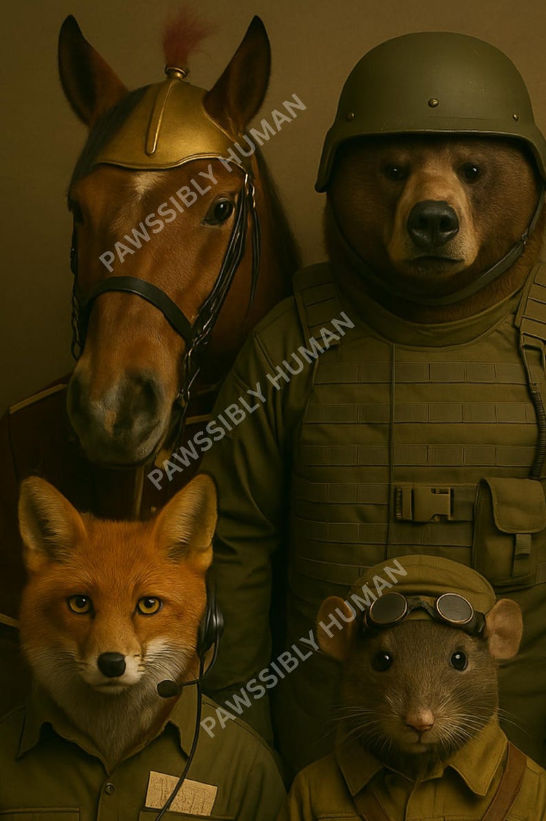 Funny Military Animal Squad Portrait – Anthropomorphic Army Wall Art ...