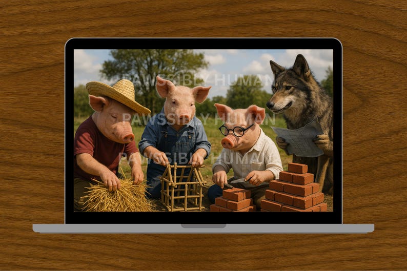 The Three Little Pigs – Fairy Tale Animal Print | Straw, Sticks ...