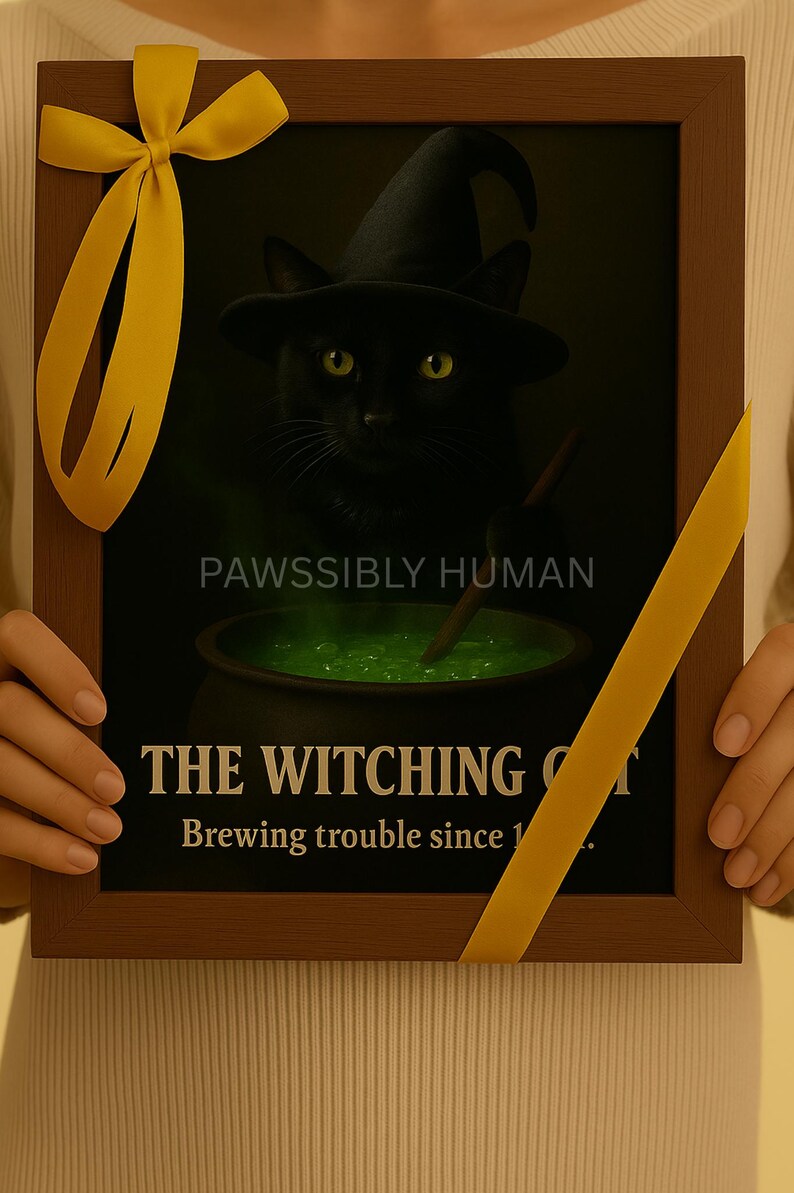 Witching Cat Art Print: Funny Gothic Halloween Decor (digital Download ...